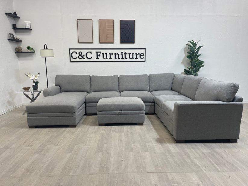 Thomasville Langdon Fabric Sectional with Storage Ottoman – C&C Furniture